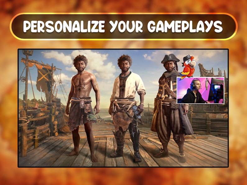 Parrot Pirate Animated Stream Decoration: Twitch Webcam Overlay ...
