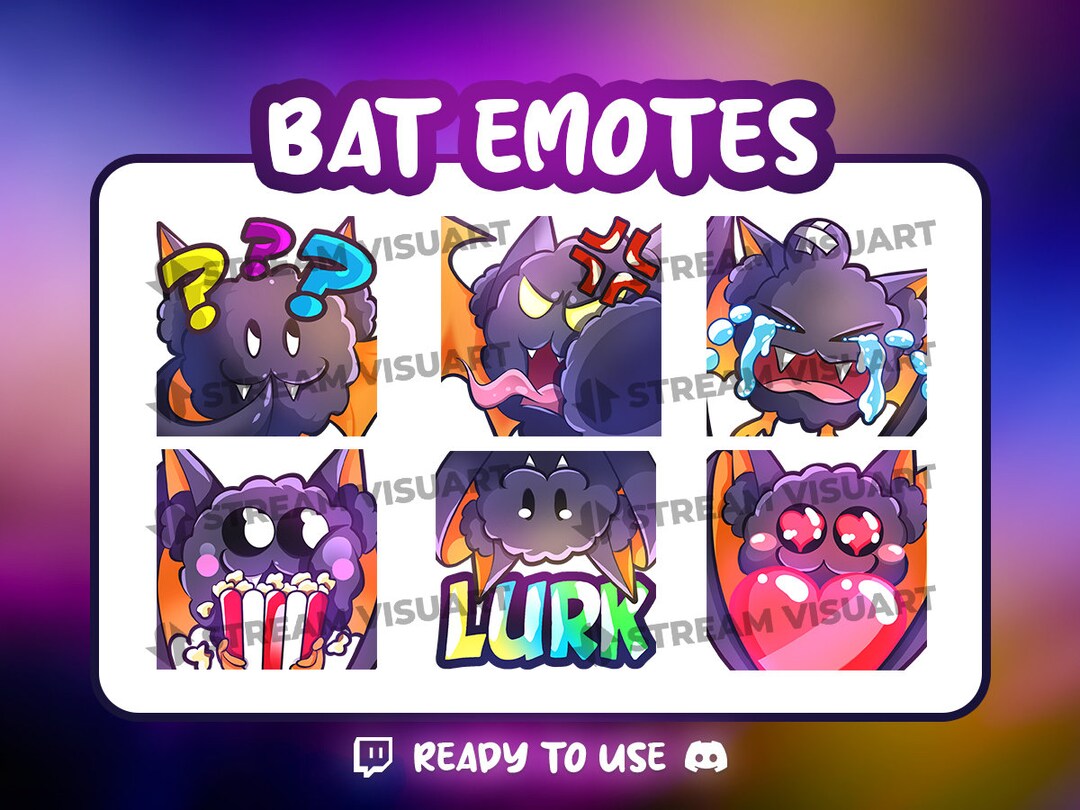Bat Twitch Emotes Pack 6x Vampire Gothic Cute Kawaii Nocturn Manga ...