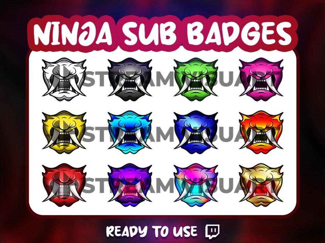Ninja Twitch Sub Badges X12 Mask Costume Cosplay Samurai Martial ...