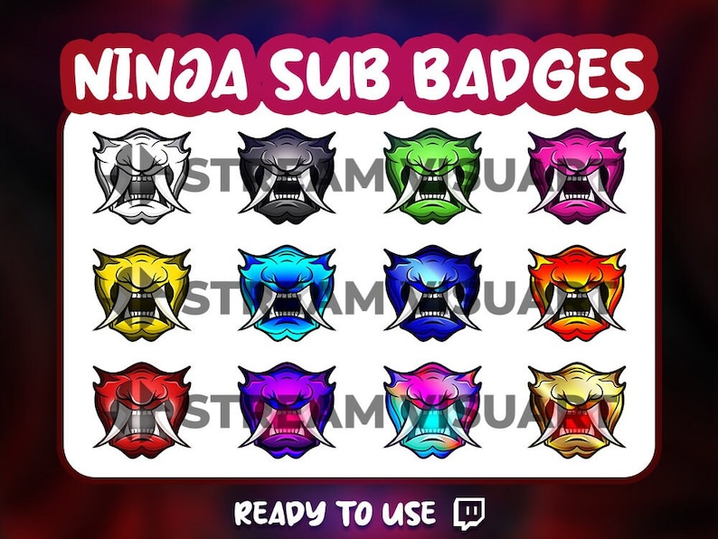 Ninja Twitch Sub Badges Mask Costume Cosplay Samurai Martial - Etsy