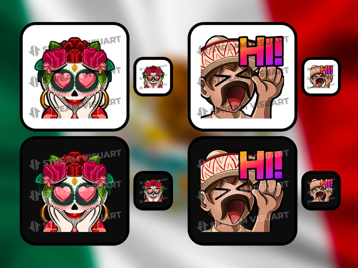 Mexican Fiesta Twitch Emotes: Chili, Tequila, Sombrero (digital ...
