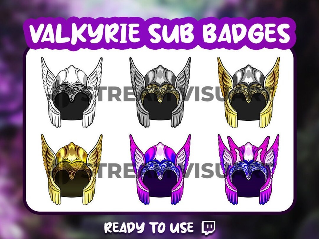 Valkyrie Helmet Twitch Sub Badges: Norse Warrior Streaming Gift ...