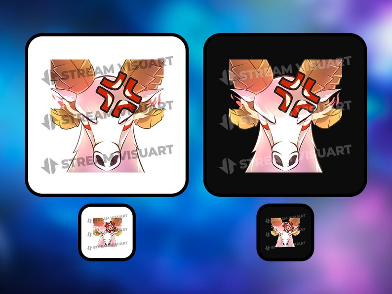 Goat Twitch Emotes Pack 6x Badass Cool Winner Thug Horn 1 Animal White ...