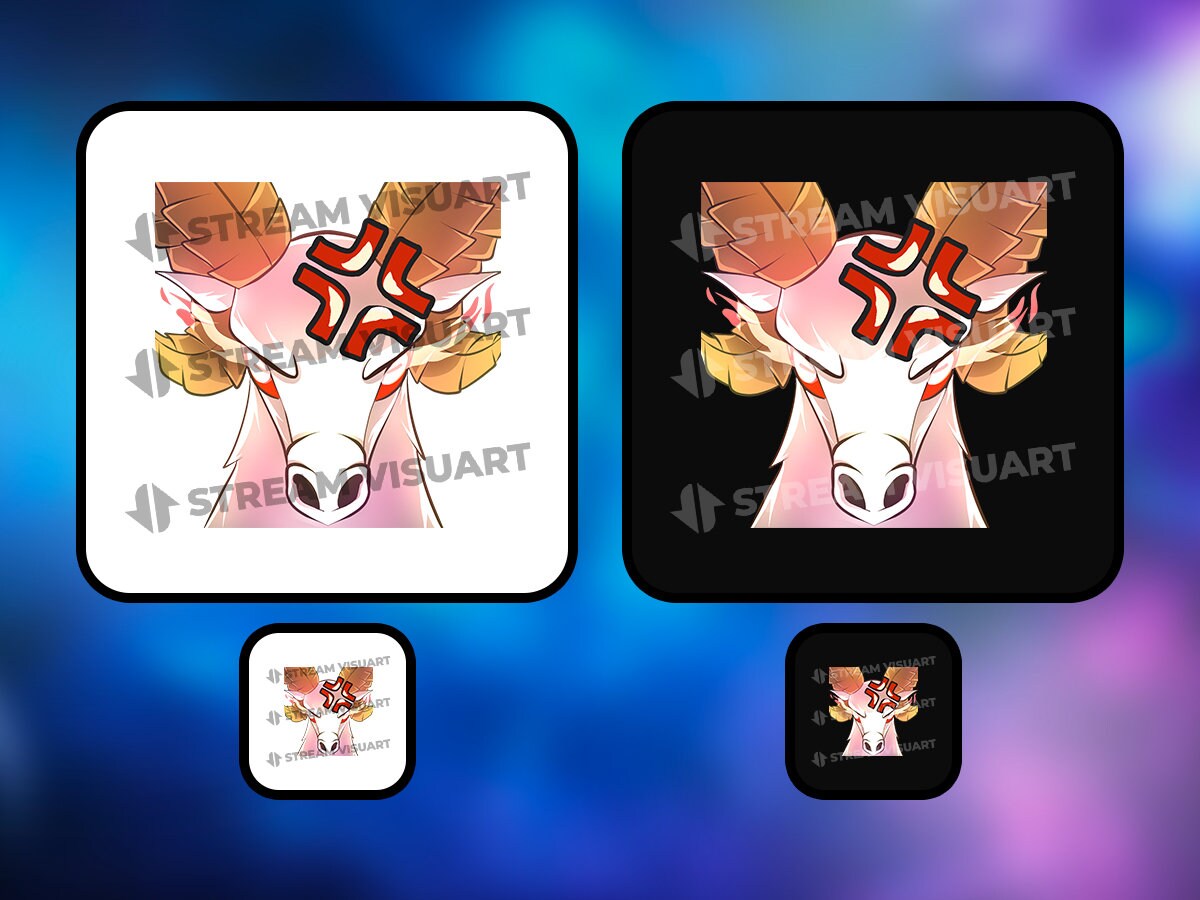 Goat Twitch Emotes Pack 6x Badass Cool Winner Thug Horn 1 Animal White ...