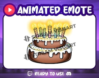 Birthday Cake Animated Emote: Twitch, Discord, Kick (GIF) - Etsy