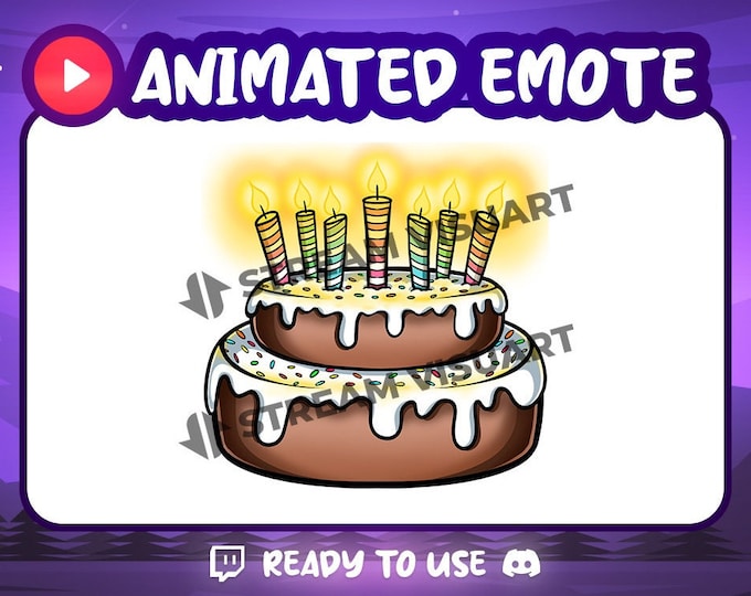 Birthday Cake Animated Emote: Twitch, Discord, Kick (GIF) - Etsy