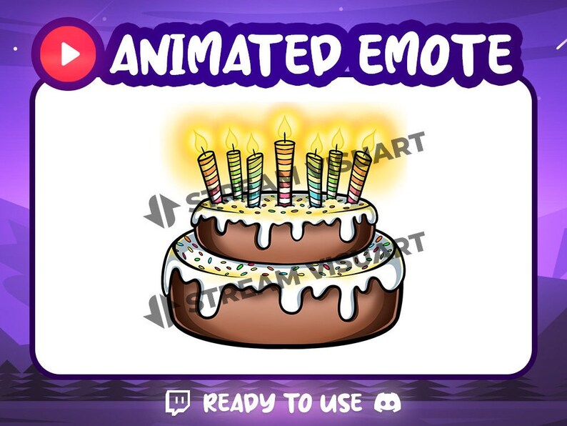 Birthday Cake Animated Emote: Twitch, Discord, Kick (GIF) - Etsy