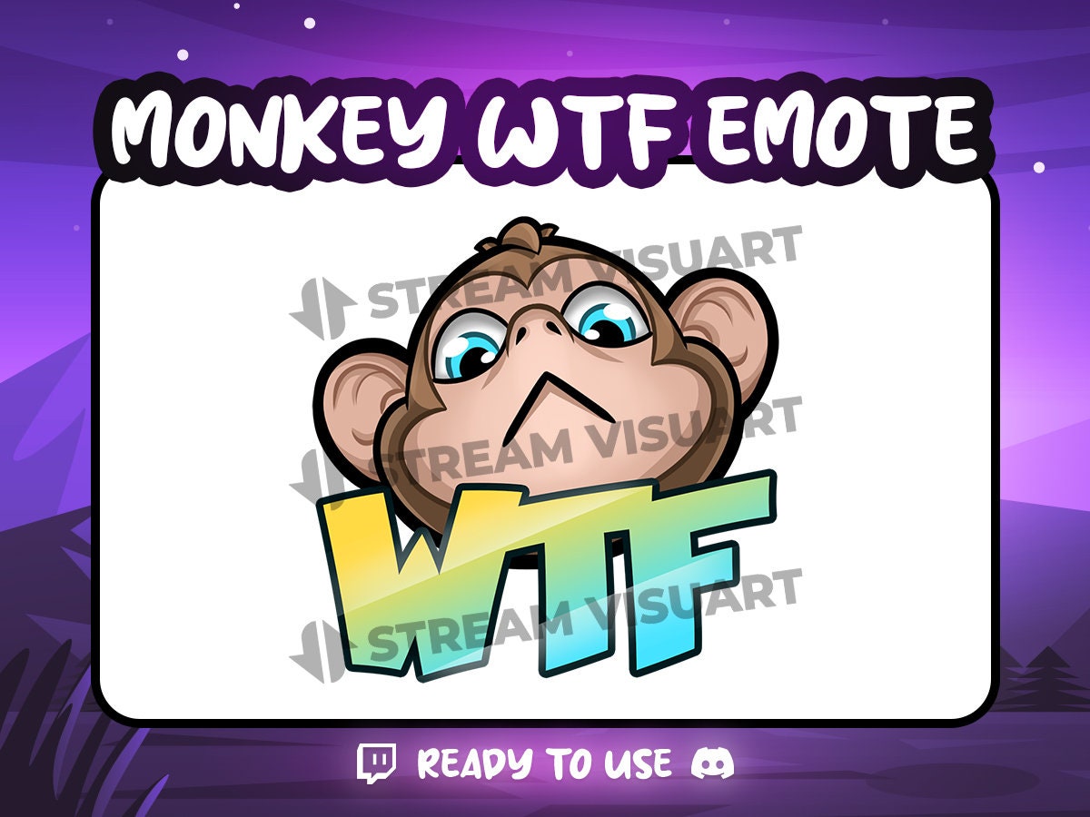 Monkey WTF Twitch Emote Discord Emoji Kick Subscriber Chimp Fun Animal ...