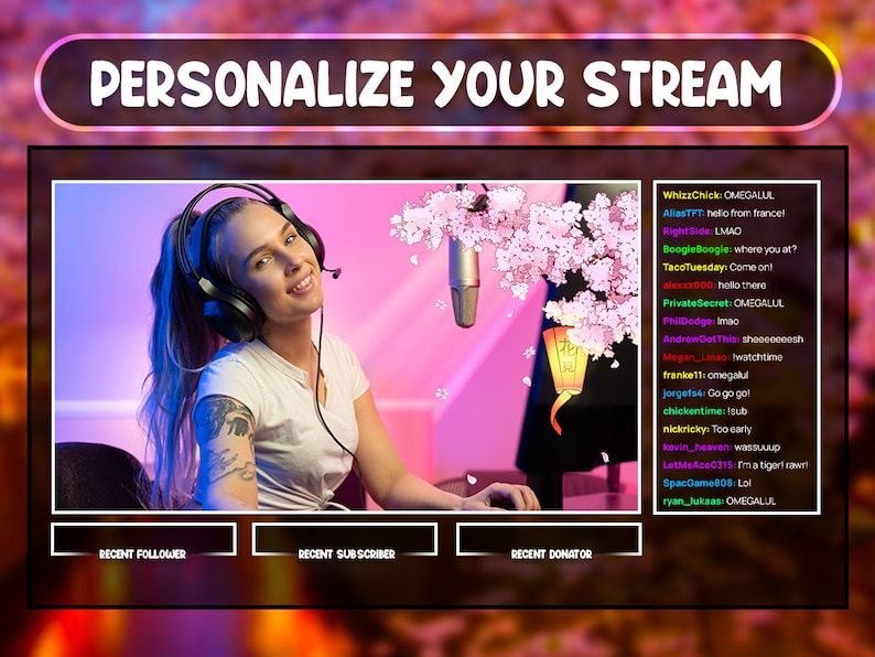 Hanami Animated Stream Decoration Sakura Flower Pink Streamer Gift ...