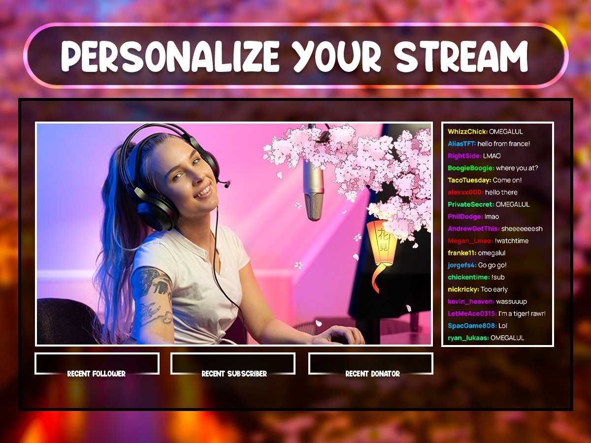 Hanami Animated Stream Decoration Sakura Flower Pink Streamer Gift ...