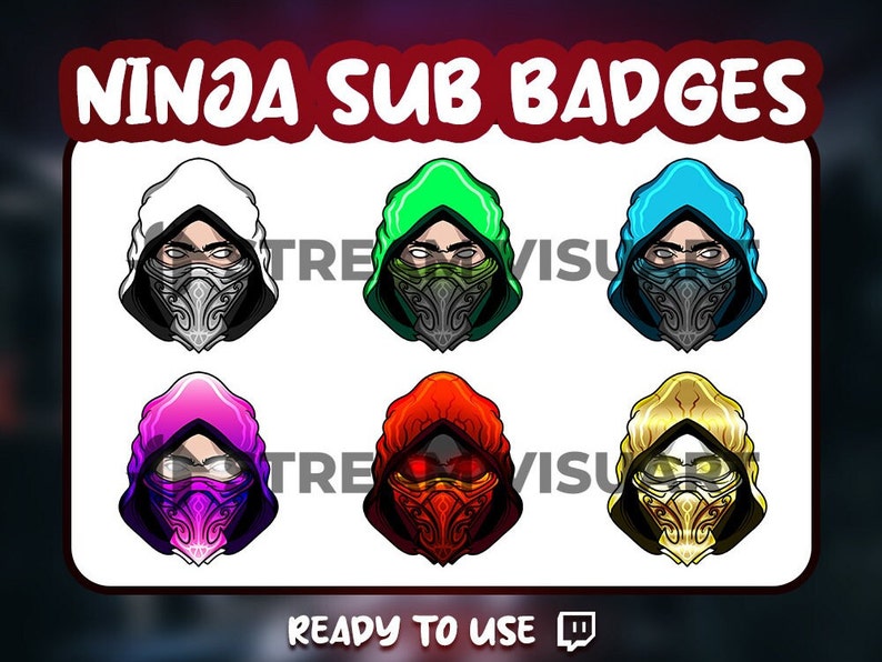Ninja Twitch Sub Badges Mask Martial Arts Shinobi Stealth Warrior ...