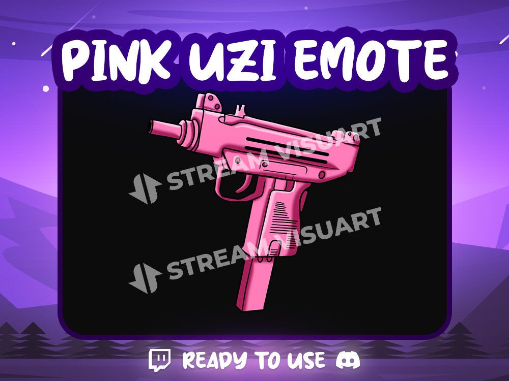 UZI Pink Twitch Emote Discord Emoji Kick Subscriber Gun Girly Blaster ...