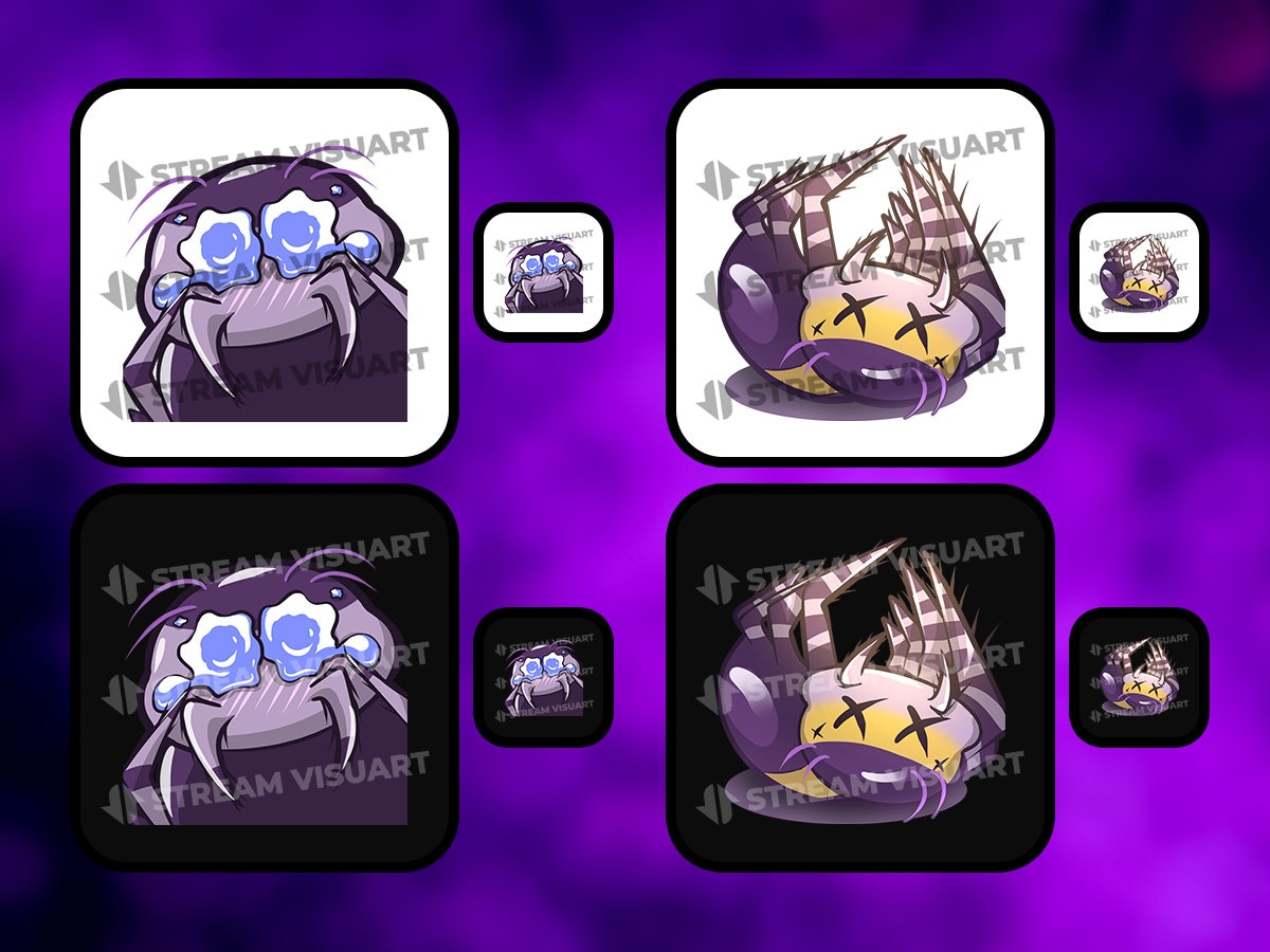 Spider 1&2 Twitch Emotes Pack 12x Purple Arachnid Tarantula Insect ...