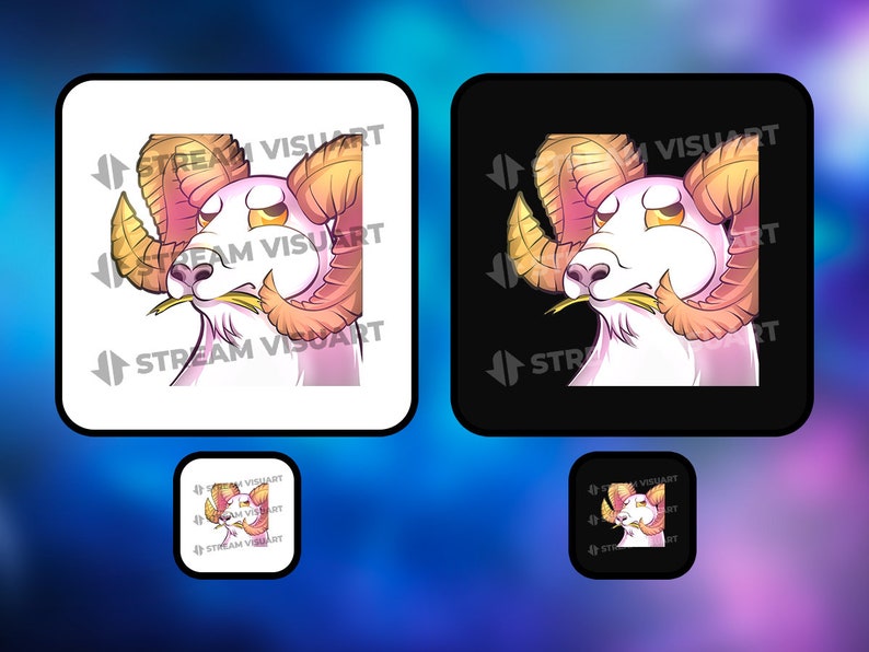 Goat Twitch Emotes Pack 6x Badass Cool Winner Thug Horn 1 Animal White ...