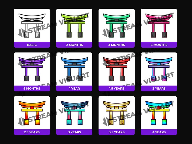 Gate Temple Twitch Sub Badges X12 Torii Japanese Japan Shrine Buddhist ...