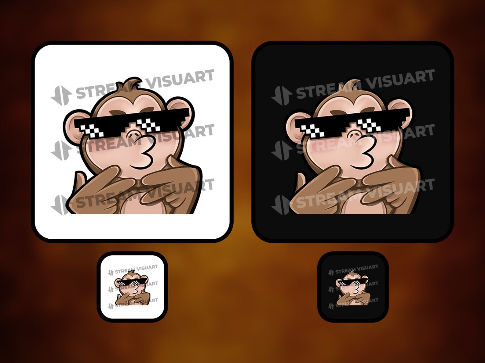 Monkey Twitch Emotes Pack 6x Ape Primate Chimpanzee Cute Fear WTF Love ...