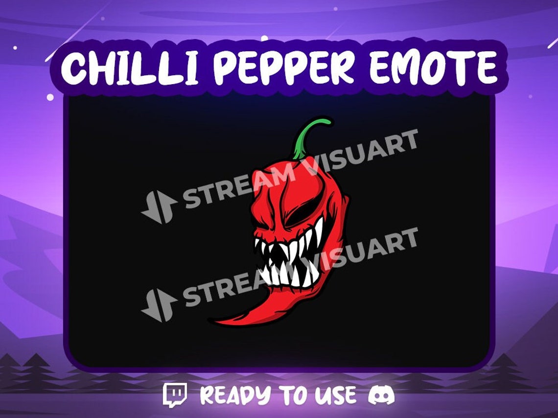 Spicy Chili Pepper Monster Emote: Twitch, Discord, Kick (digital ...