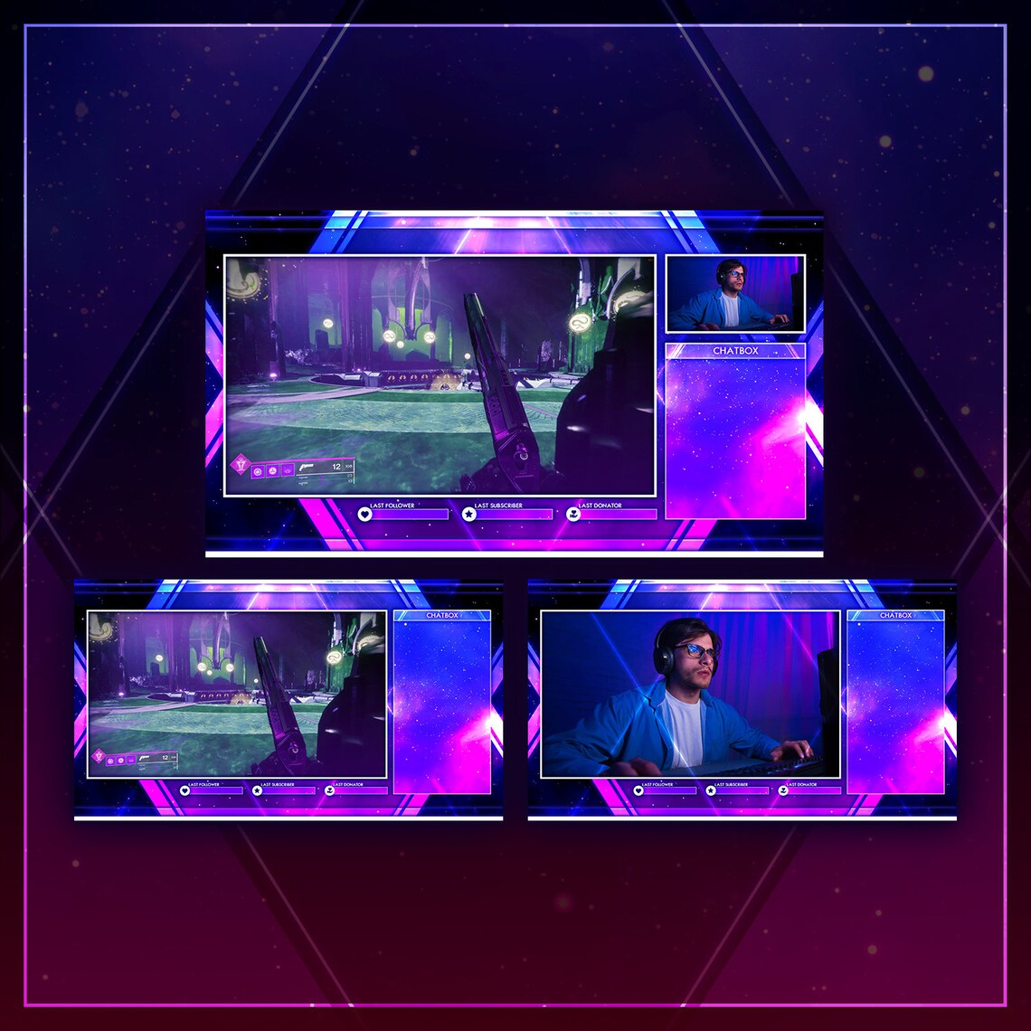Galaxy Twitch Overlay Package Celestial Aesthetic Animated Stream ...