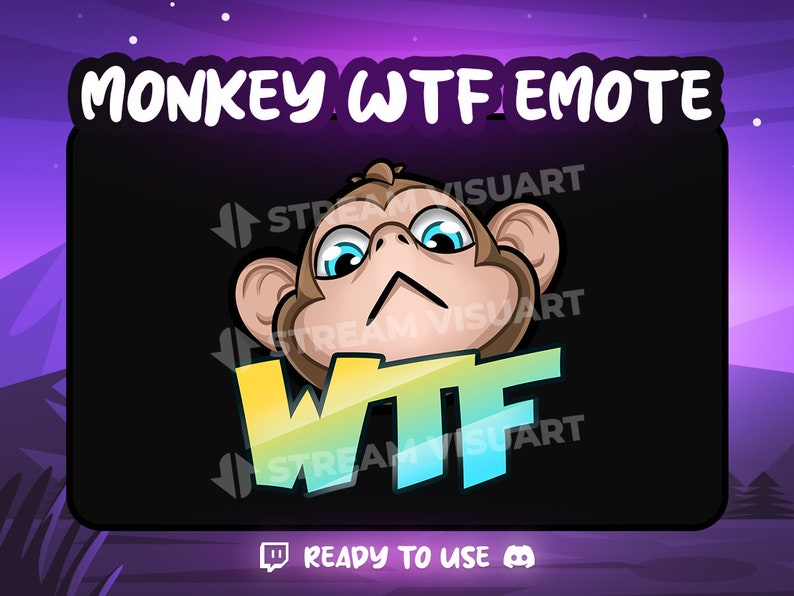 Monkey WTF Twitch Emote Discord Emoji Kick Subscriber Chimp Fun Animal ...