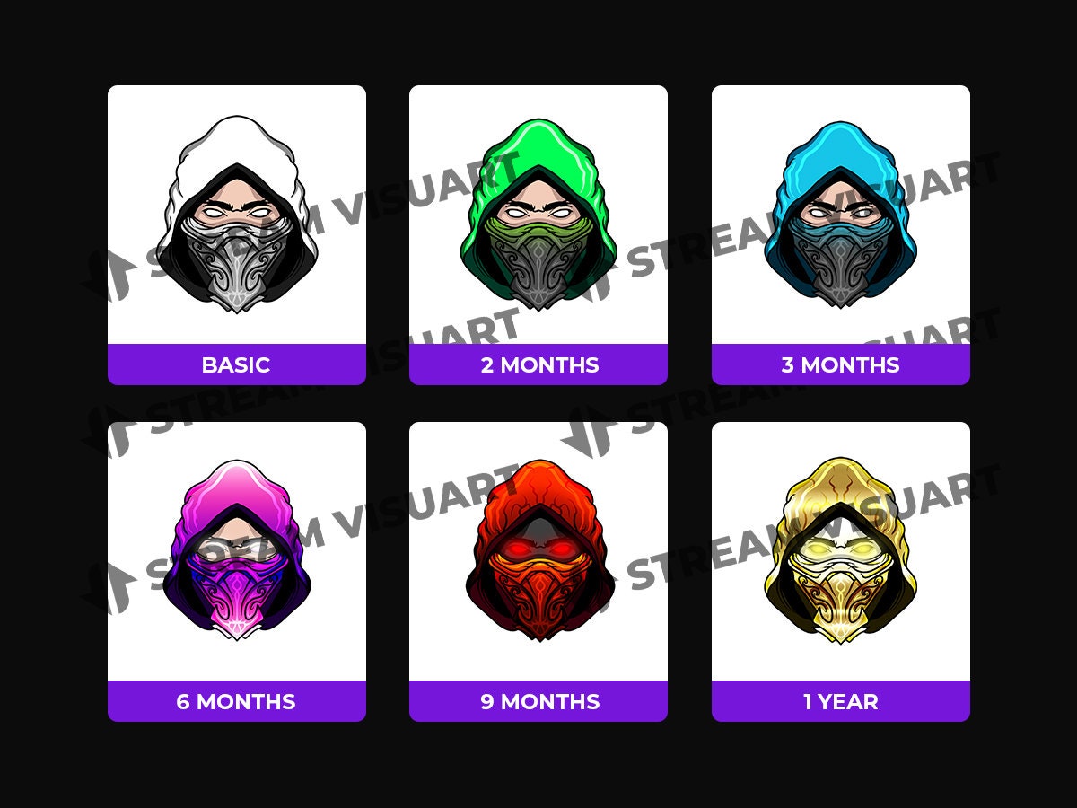 Ninja Twitch Sub Badges Mask Martial Arts Shinobi Stealth Warrior ...