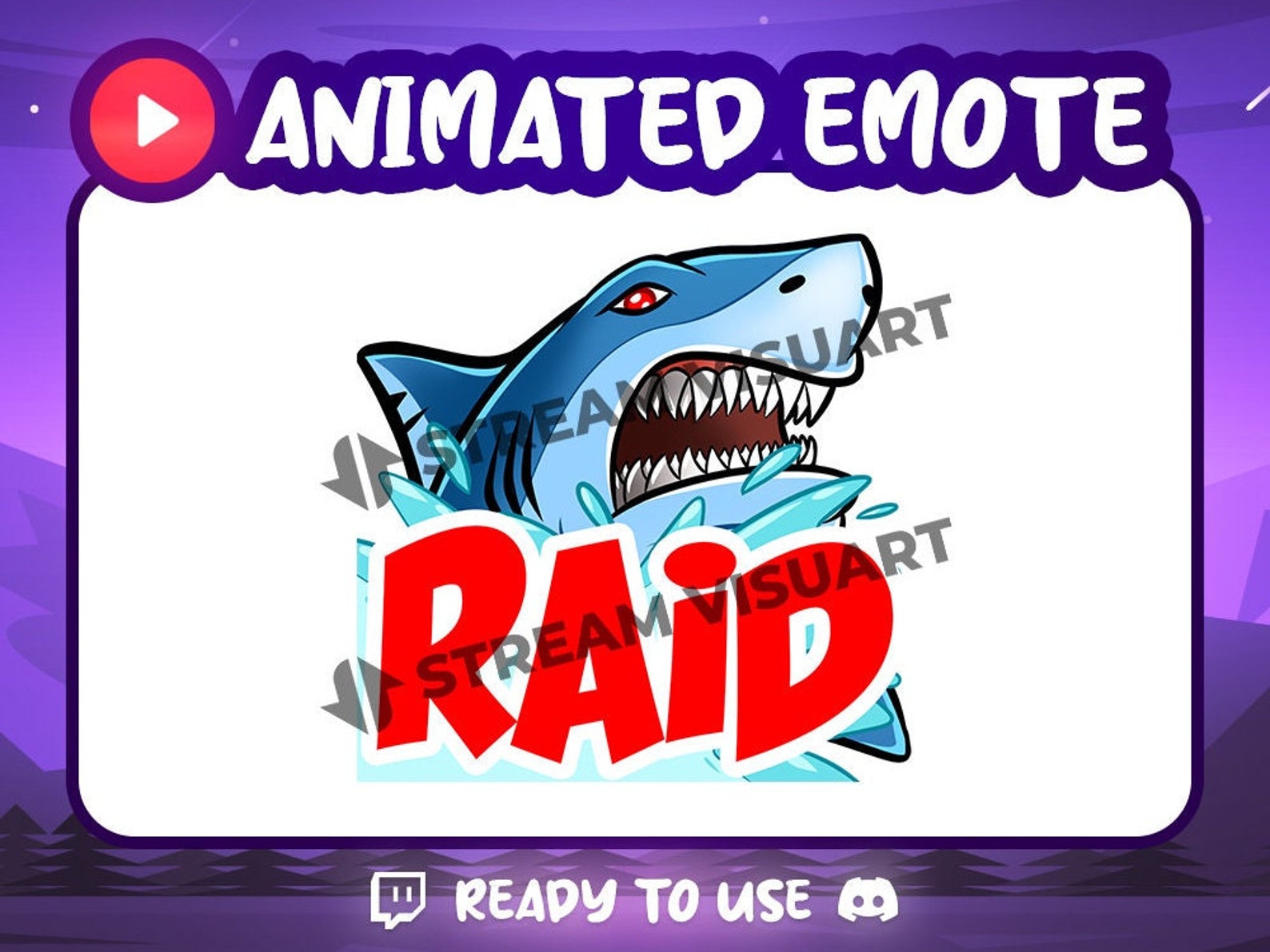 Shark Raid Animated Emote Twitch Emotes Battle Invasion Ambush - Etsy