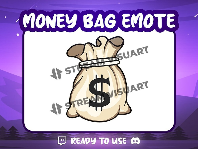 Money Bag Twitch Emote Discord Emoji Kick Subscriber Cash Dollar Bank ...
