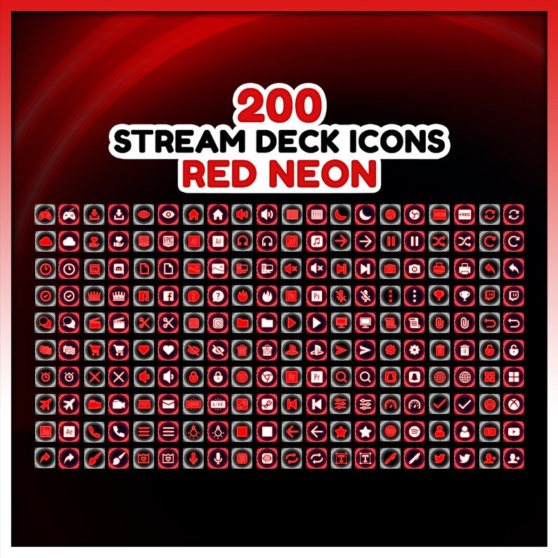 Red Neon Stream Deck Icons: 200 Twitch Streamer Designs - Etsy