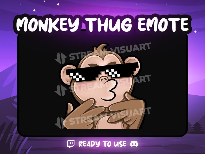 Monkey Thug Emote: Gangster Chimp With Sunglasses (digital Download) - Etsy