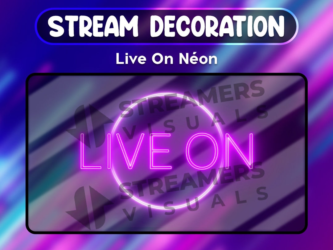 Neon Live on Animated Stream Decoration Purple Neon Light Streamer Gift ...