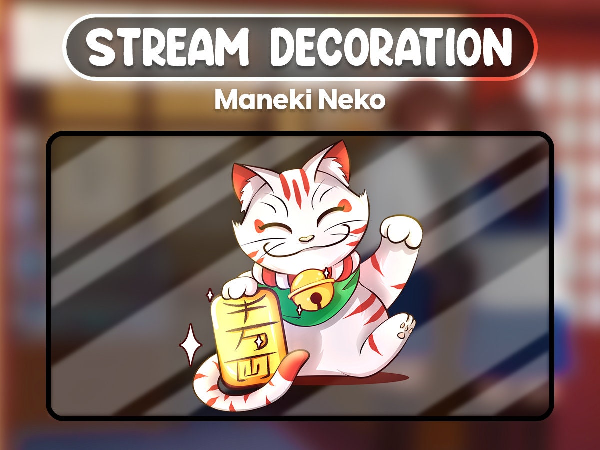 Maneki Neko Animated Stream Decoration: Lucky Cat Webcam Overlay ...