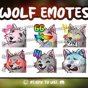 Wolf Emotes Pack: Kawaii Twitch/discord Graphics (instant Download) - Etsy