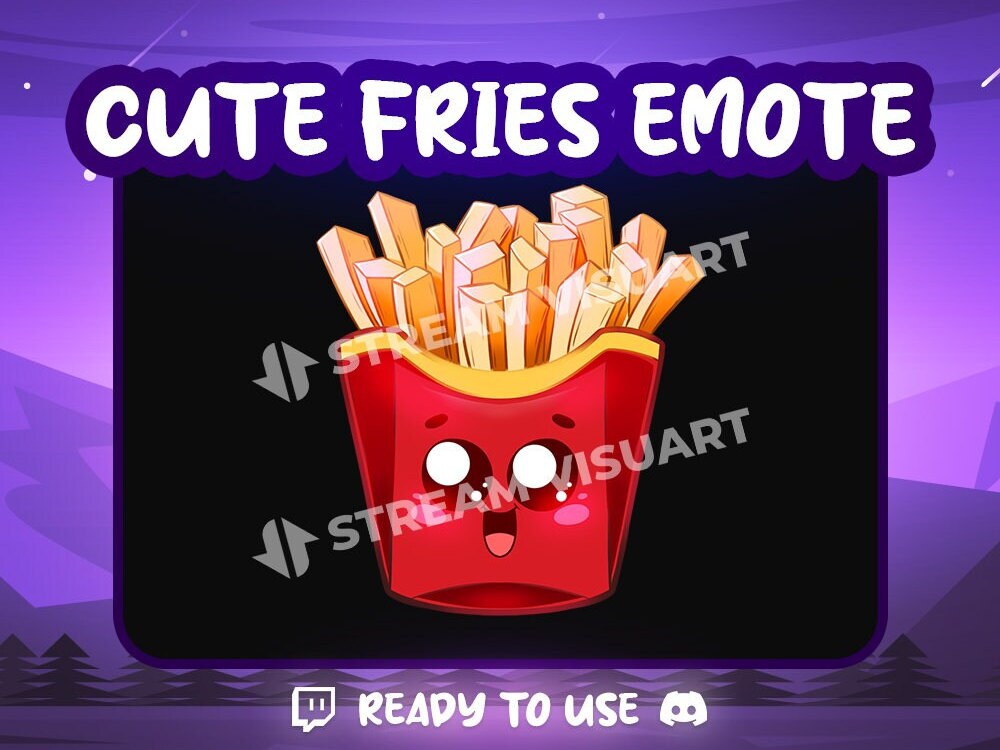 Cute Fries Twitch Emote Discord Emoji Kick Subscriber Fun Fast Food ...