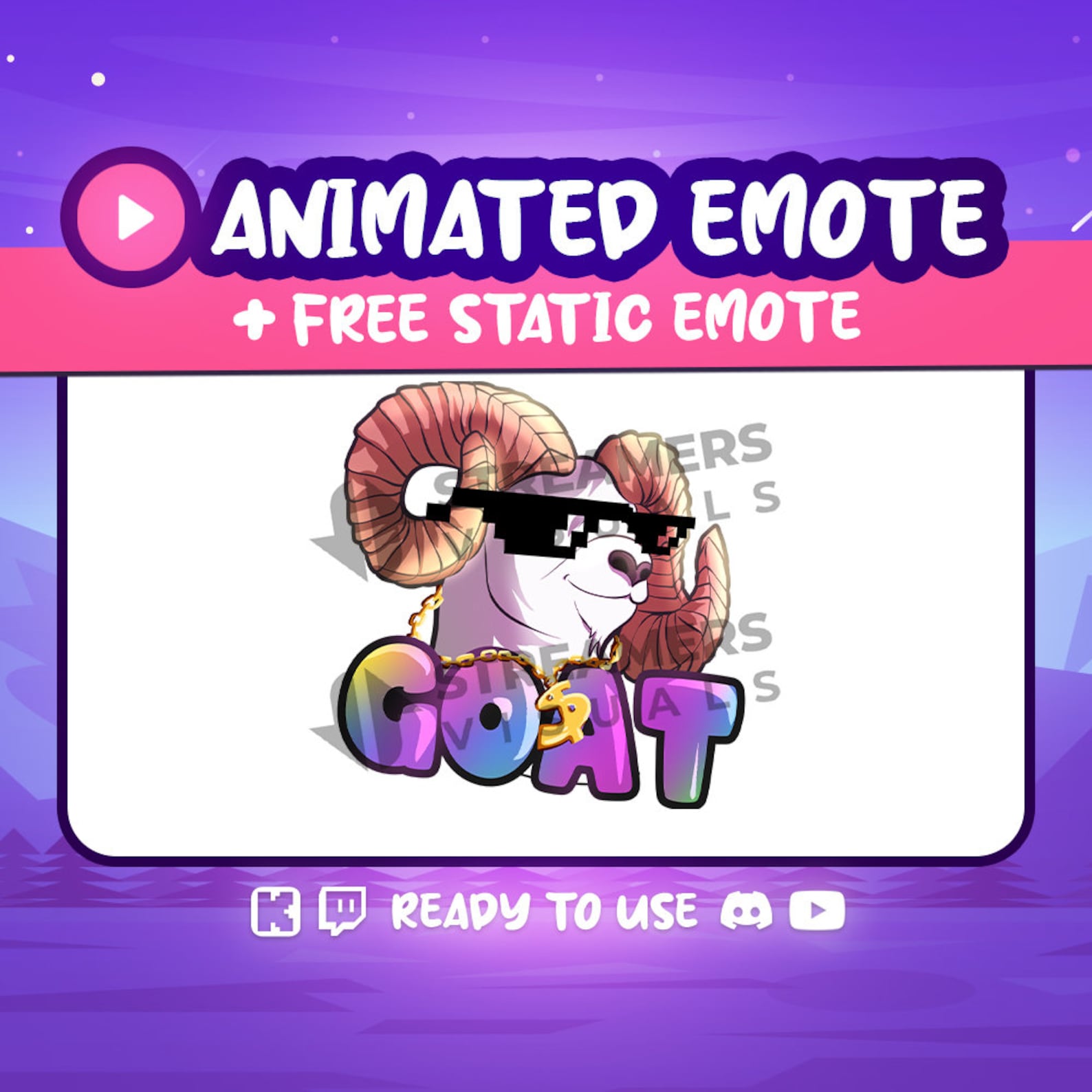 Goat Twitch Animated Emote free Discord Emoji Kick Subscriber Thug ...