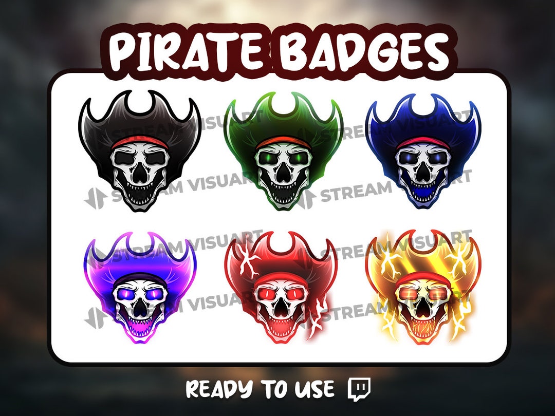 Pirate Twitch Sub Badges Skull Ship Costume Hat Flag Treasure Jewelry ...