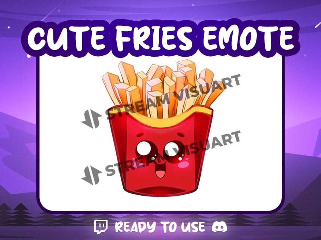 Cute Fries Twitch Emote Discord Emoji Kick Subscriber Fun Fast Food ...