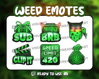 Weed Twitch Emotes Pack, 420 Green Graphics (instant Download) - Etsy