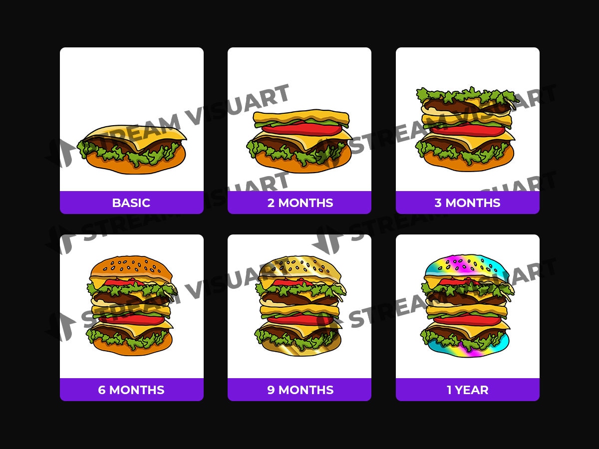 Hamburger Twitch Sub Badges Fast Food Burger Cheeseburger Grill Foodie ...