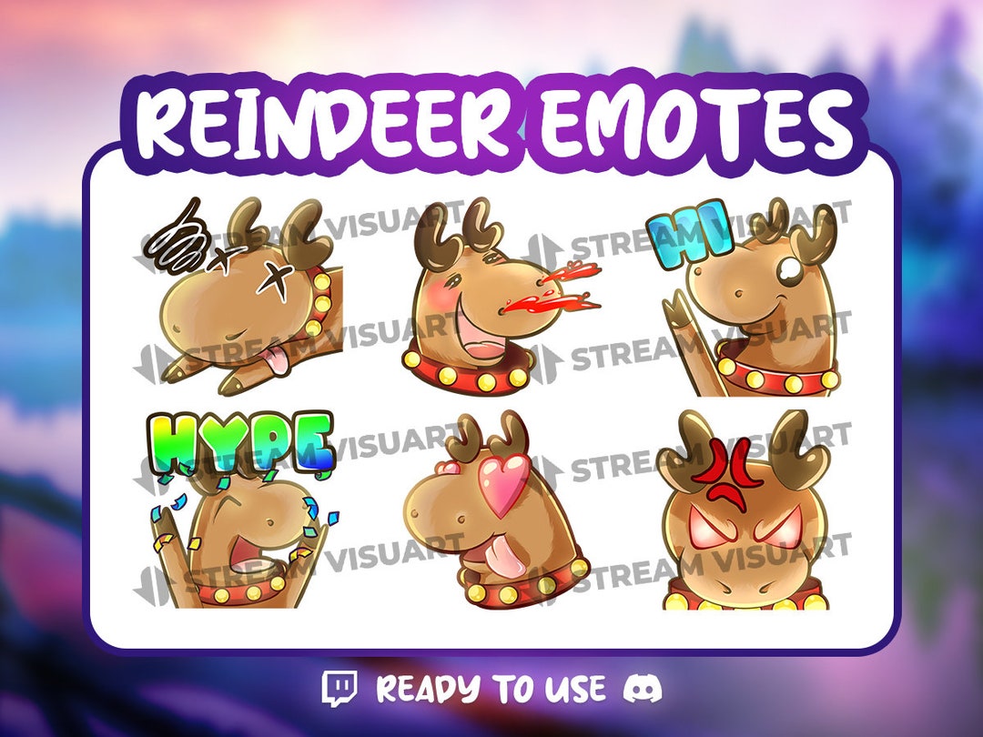 Reindeer Twitch Emotes Pack 6x Cute Animal Kawaii Manga Winter Rudolph ...
