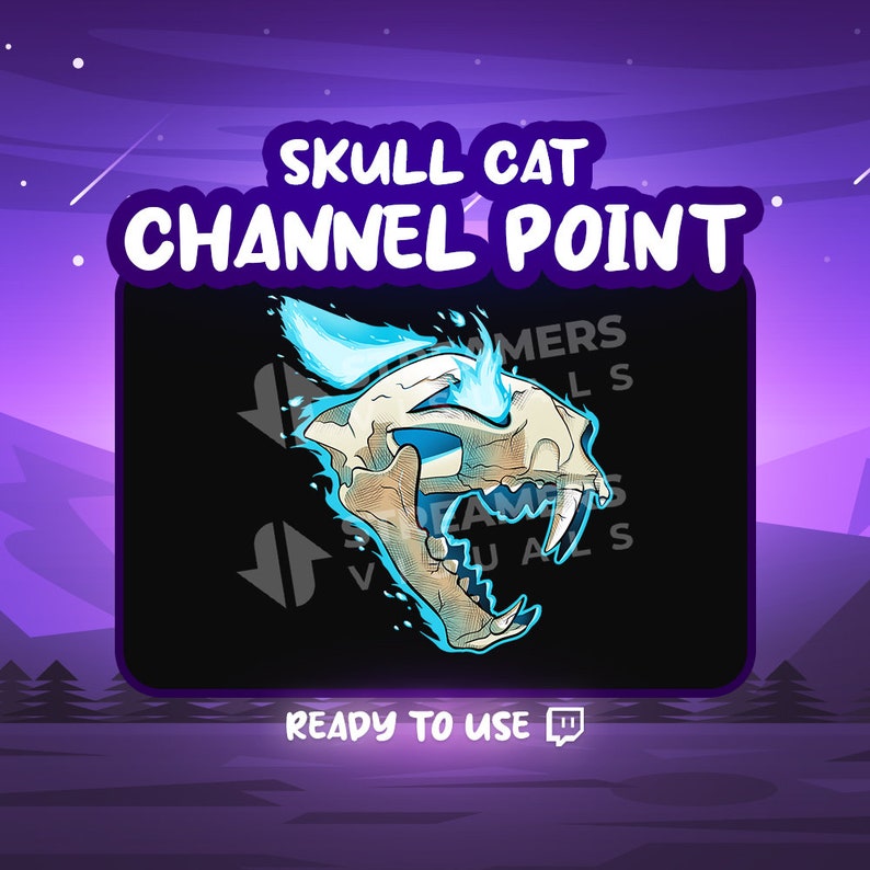 Skull Cat Twitch Channel Point Icon: Fun Feline Reward (digital ...