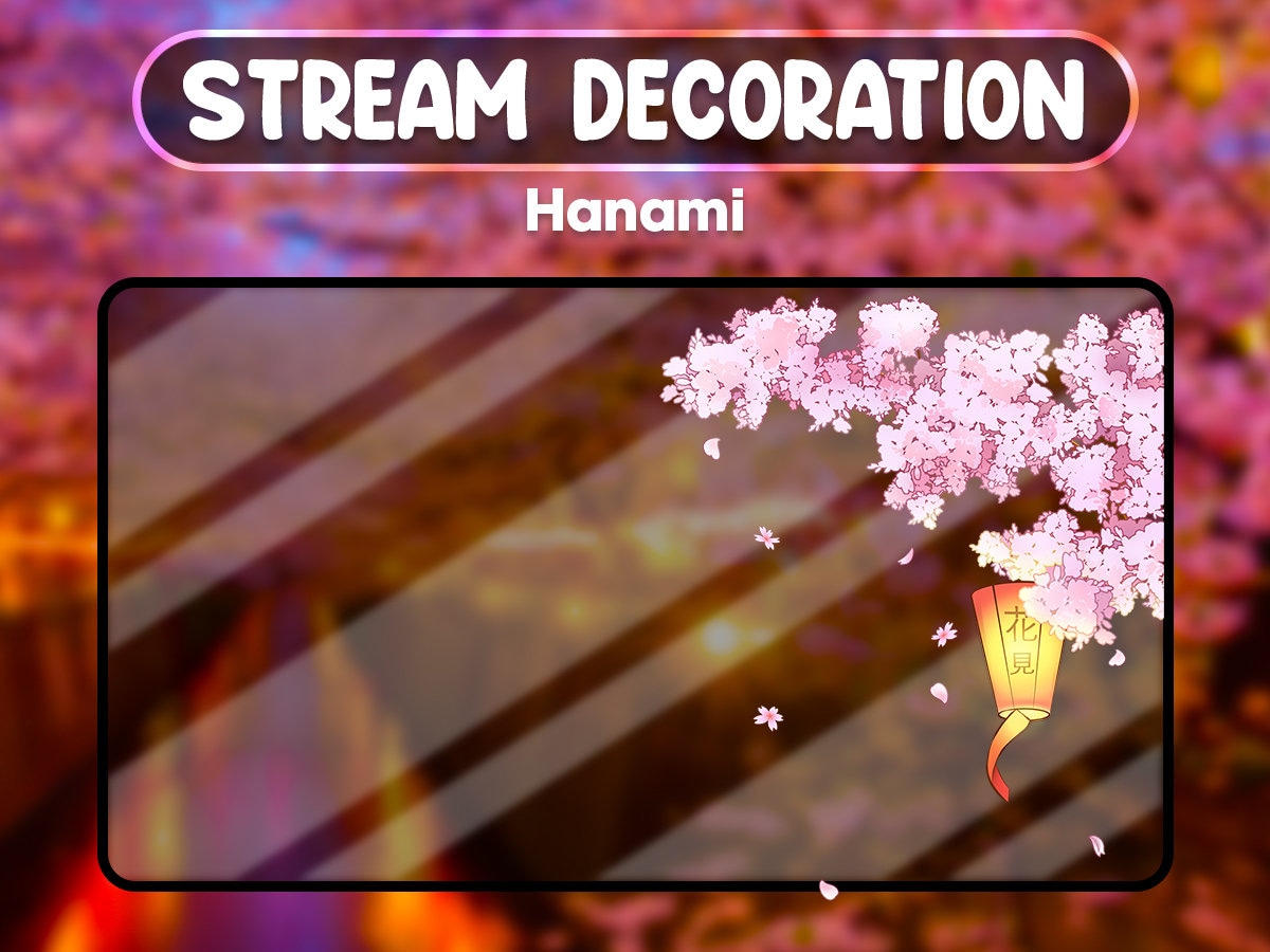Hanami Animated Stream Decoration Sakura Flower Pink Streamer Gift Aesthetic Twitch Gaming Chat ...