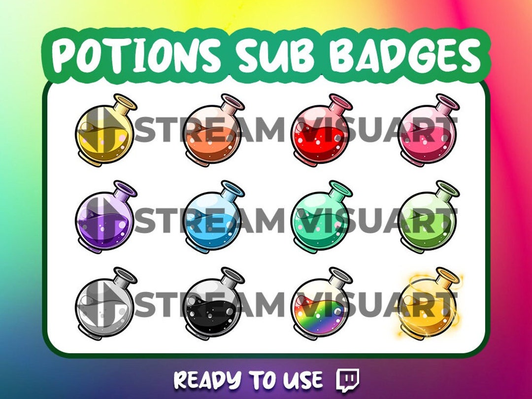 Potion Twitch Sub Badges X12 Witchcraft Alchemy Magic Spell Enchantment ...