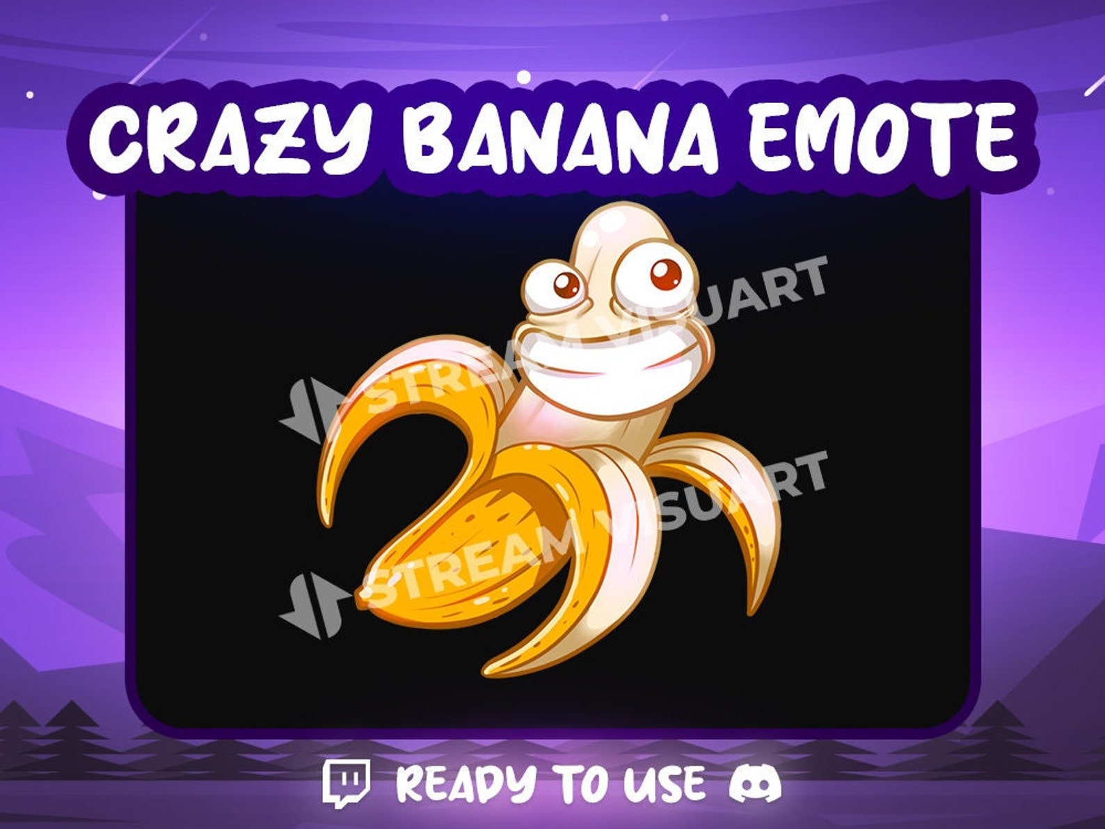Crazy Banana Twitch Emote Discord Emoji Kick Subscriber Insane Funny ...