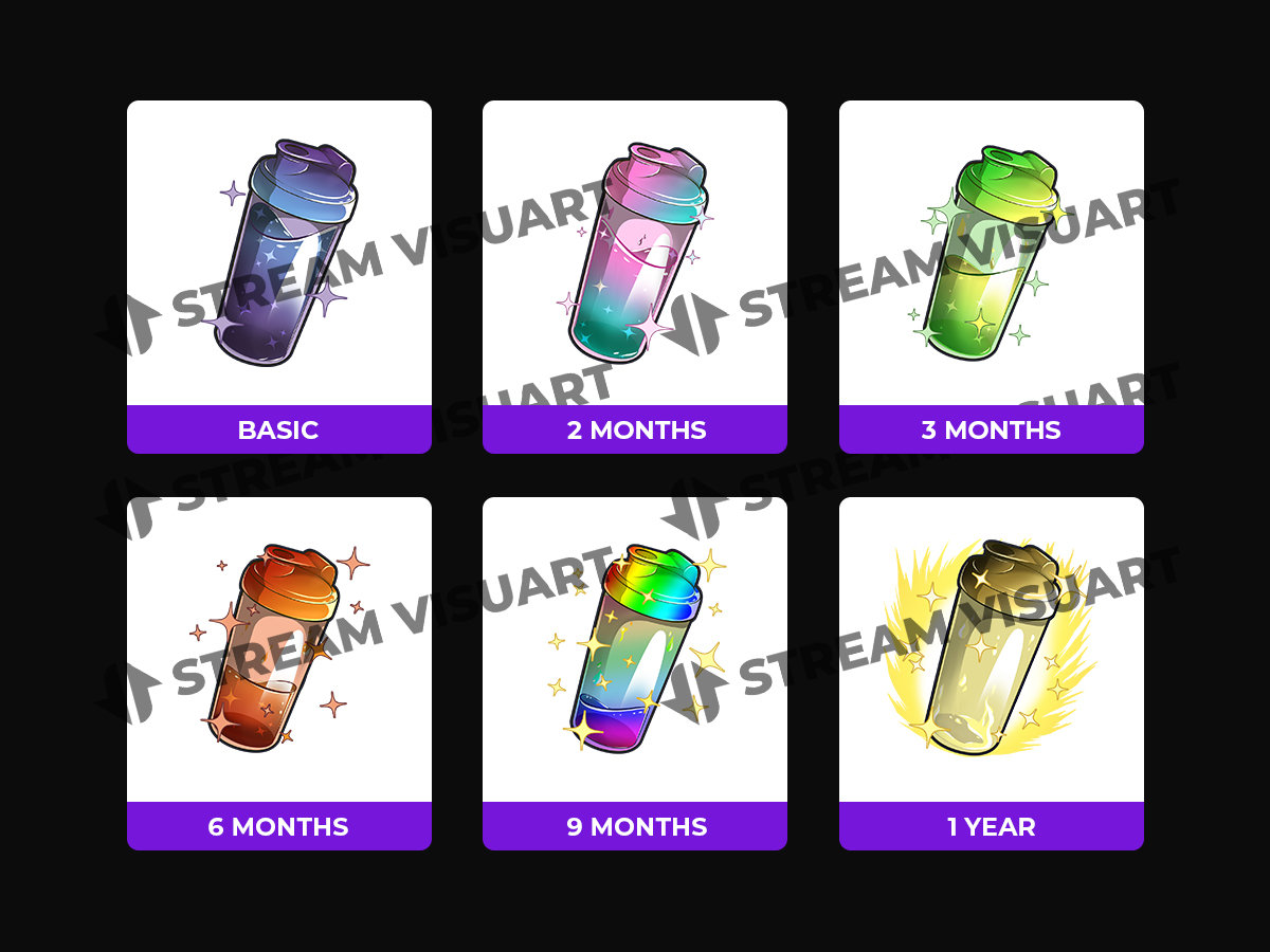 Drink Shaker Twitch Sub Badges X6 Athletic Fitness Workout Exercise ...