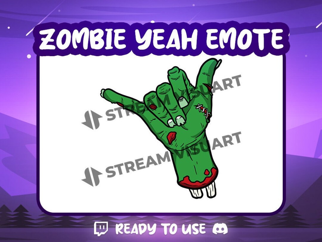 Zombie Yeah Twitch Emote Discord Emoji Kick Subscriber Horror Fun Hand ...
