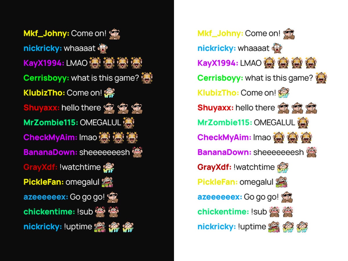 Monkey Twitch Emotes Pack 6x Ape Primate Chimpanzee Cute Fear WTF Love ...