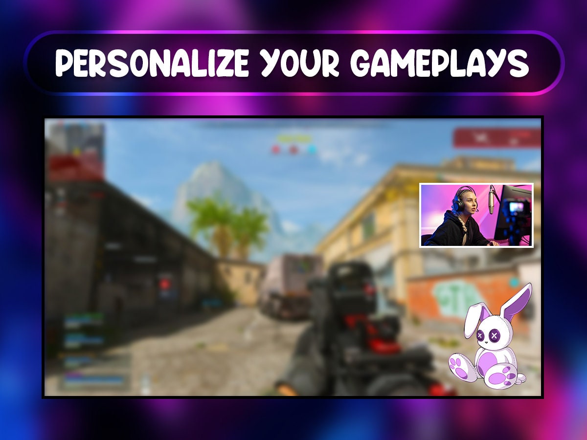 Stuffed Rabbit Animated Stream Decoration Bunny Plush Cute Streamer ...