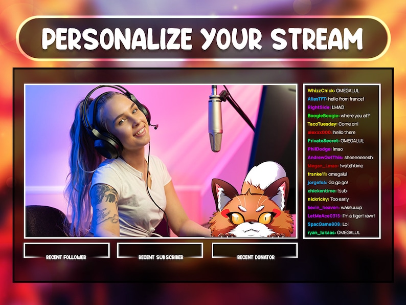 Fox Lurk Animated Stream Decoration Animal Mischievous Cute Streamer ...