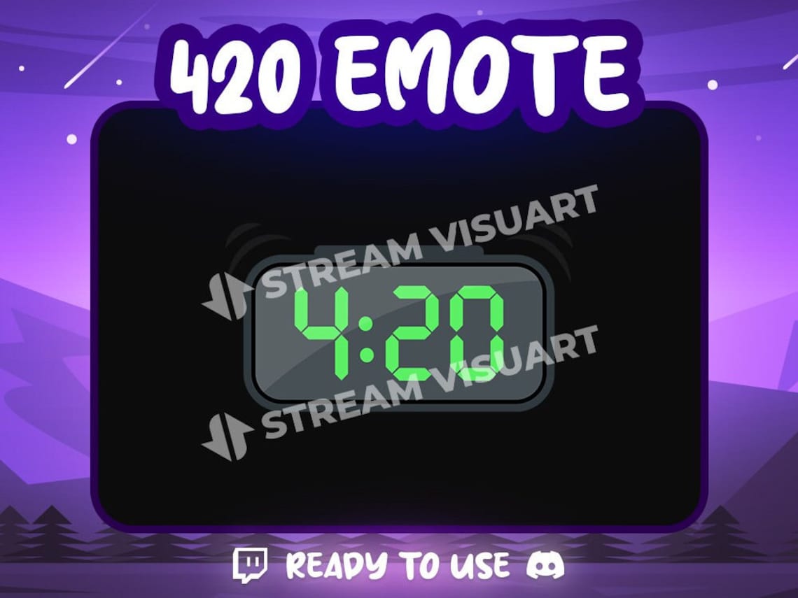 420 Time Twitch Emote Discord Emoji Kick Subscriber Weed Green Alarm ...