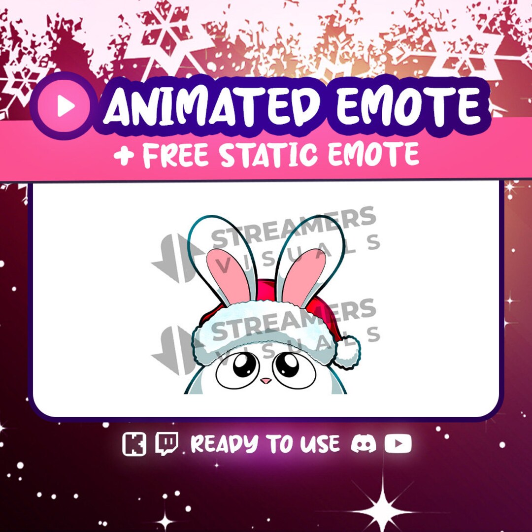 Santa Bunny Animated Emote Twitch Emotes Christmas Xmas Holiday Kawaii ...