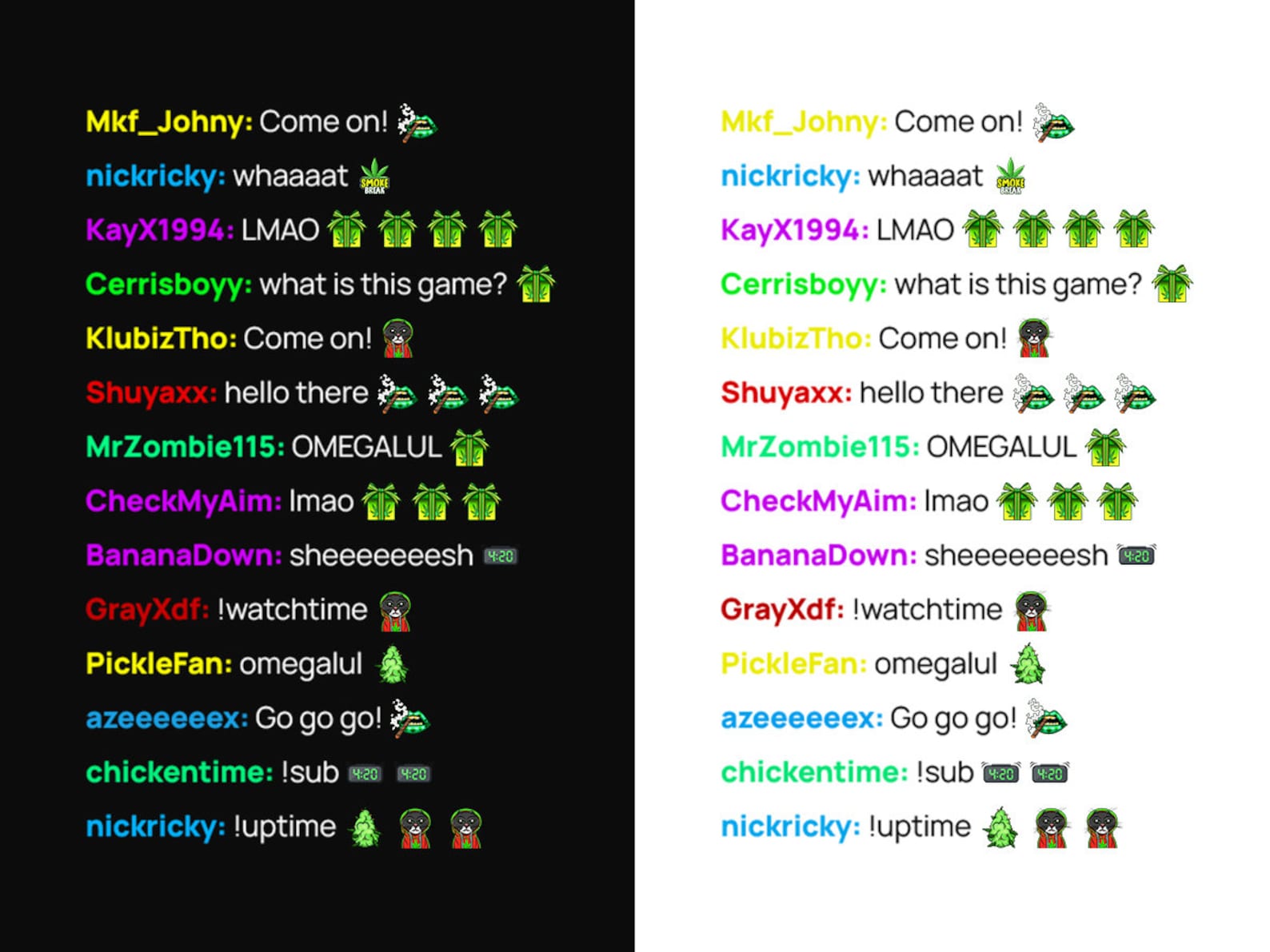 Weed Twitch Emotes Pack 6x Plant 420 High Blunt Stoned Green Cool Grass ...